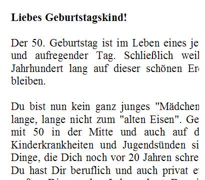 Gastgeber Rede 50 Geburtstag